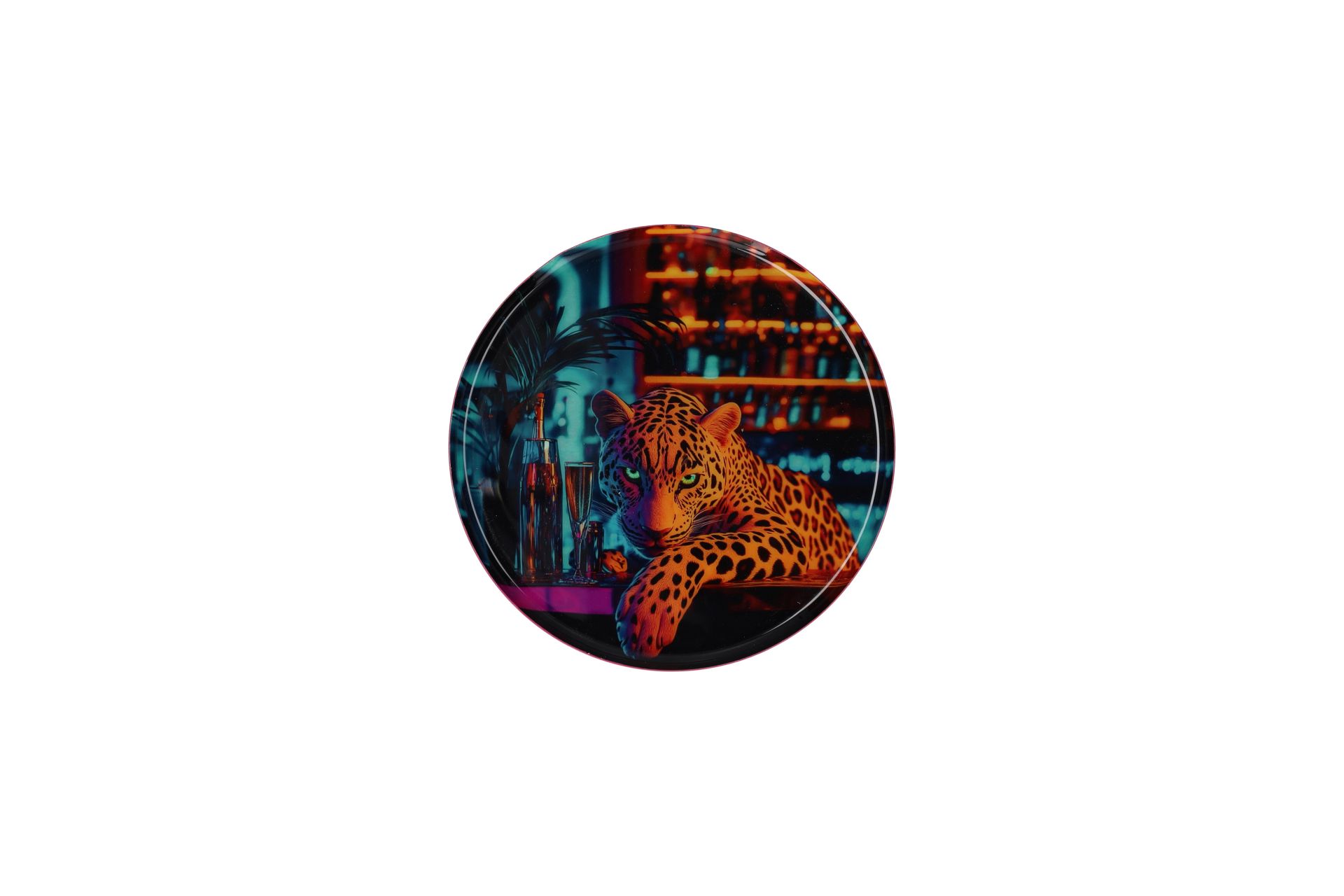 Love Trays, Dekotablett, S, Motiv: Leopard, rund, multicolor | 1242803020